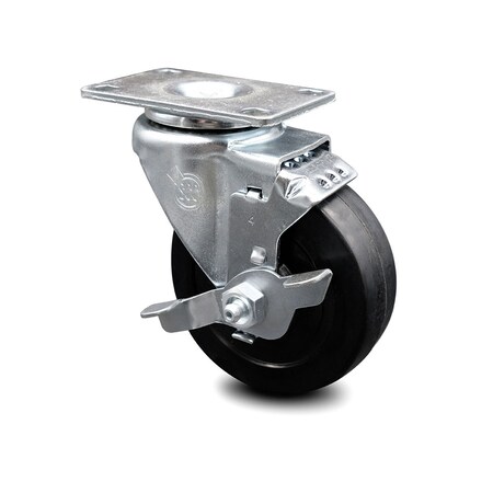 Service Caster 4 Inch Soft Rubber Wheel Swivel Top Plate Caster with ...