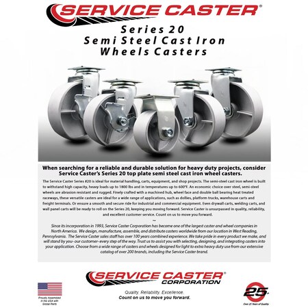 Service Caster 6 Inch Semi Steel Cast Iron Swivel Caster Set with Ball ...
