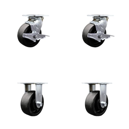 Service Caster Tool Box Caster Wheel Set 5'' Glass Filled Nylon Swivel ...