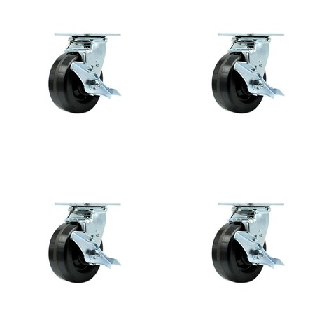 Service Caster Tool Box Caster Wheel Set 5'' Phenolic Swivel Casters ...