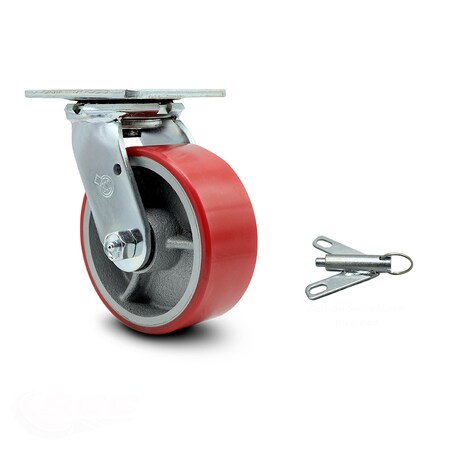 Service Caster 5 Inch Red Poly on Cast Iron Swivel Caster with Ball ...