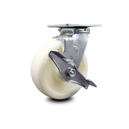 Service Caster 6 Inch Nylon Swivel Caster with Roller Bearing and Brake ...