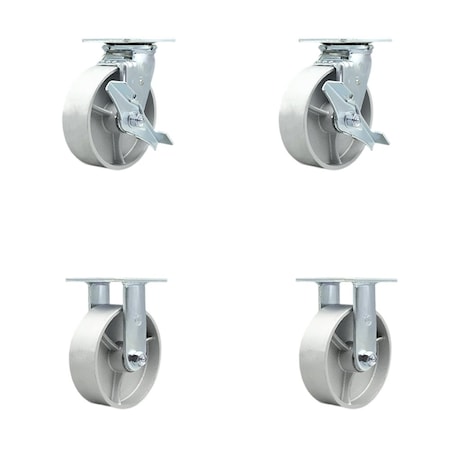 Service Caster Tool Box Caster Wheel Set 6'' Semi Steel Cast Iron ...