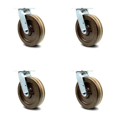 Service Caster 8 Inch High Temp Phenolic Wheel Swivel Caster Set with ...