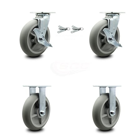 Service Caster Lavex Lodging Cart Caster Set - 2 Swivel with Brake and ...