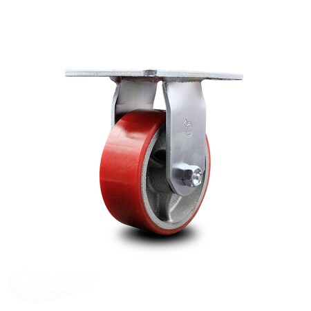 Service Caster 5 Inch Heavy Duty Red Poly on Cast Iron Rigid Caster ...