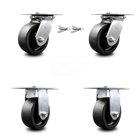 Service Caster 5 Inch Glass Filled Nylon Caster Set with Roller Bearing ...