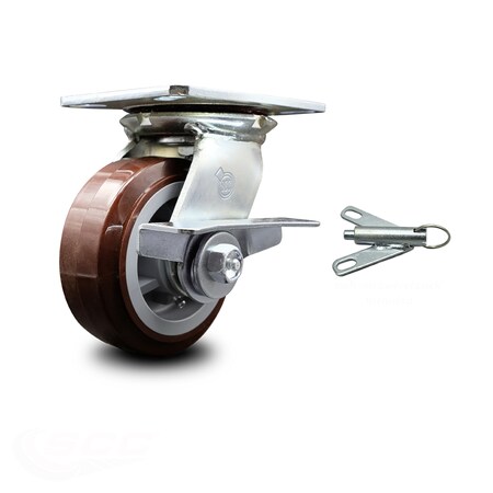 Service Caster 5 Inch Polyurethane Caster with Ball Bearing and Brake ...