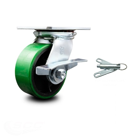 Service Caster 5 Inch Green Poly on Cast Iron Caster with Roller ...
