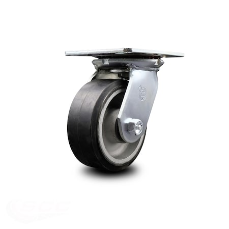 Service Caster 5 Inch Heavy Duty Top Plate Rubber on Aluminum Swivel ...