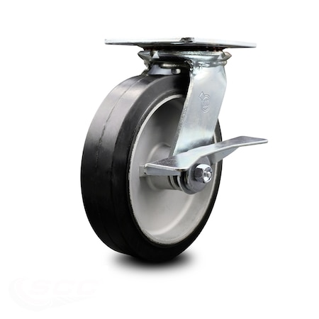 Service Caster 8 Inch Heavy Duty Rubber on Aluminum Caster with Ball ...
