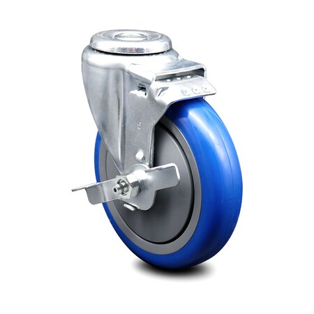 Service Caster 5 Inch Blue Polyurethane Wheel Swivel Bolt Hole Caster ...