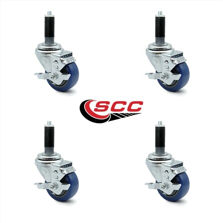 Service Caster 3.5 Inch Blue Polyurethane Swivel 1 Inch Expanding Stem ...