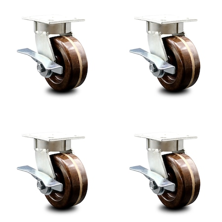 Service Caster 5 Inch Kingpinless High Temp Phenolic Wheel Swivel ...