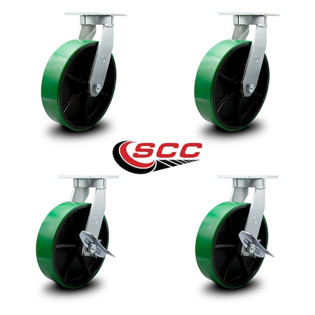 Service Caster 10 Inch Heavy Duty Green Poly on Cast Iron Wheel Swivel ...