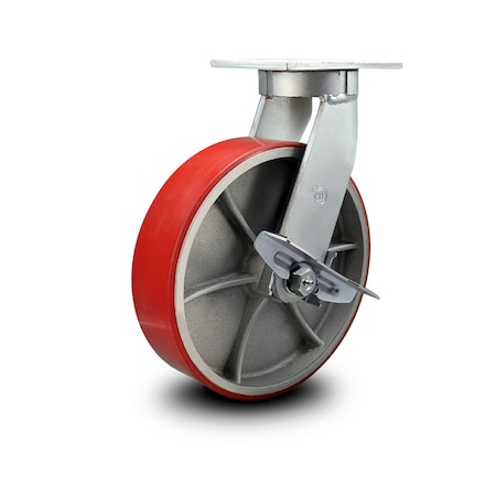 Service Caster 10 Inch Extra Heavy Duty Red Poly on Cast Iron Wheel ...