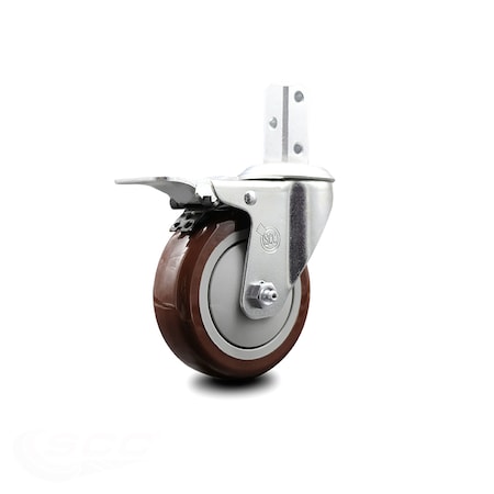 Service Caster 4 Inch Maroon Poly Swivel 7/8 Inch Square Stem Caster ...