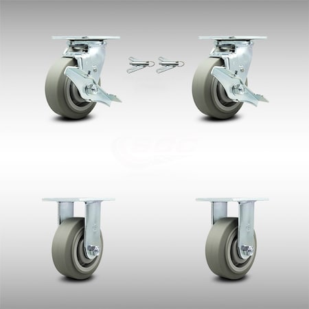 Service Caster 5 Inch Stainless Steel Thermoplastic Caster Set with 2 ...