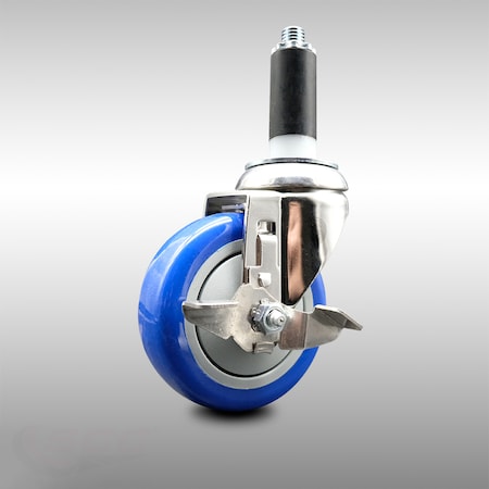 Service Caster 4 Inch 316SS Blue Polyurethane Swivel 1 Inch Expanding ...