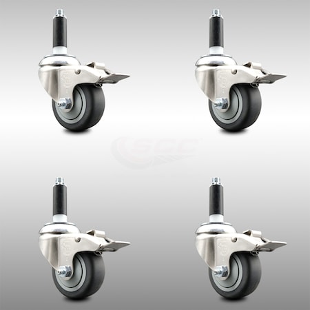 Service Caster 3 Inch 316SS Thermoplastic Rubber Swivel 3/4 Inch Stem ...