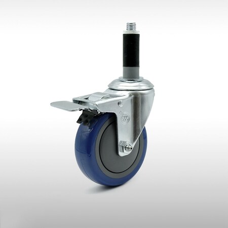 Service Caster 4 Inch SS Blue Poly Swivel 7/8 Inch Expanding Stem ...