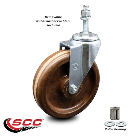 Service Caster 6 Inch High Temp Phenolic Wheel Swivel 10mm Threaded ...