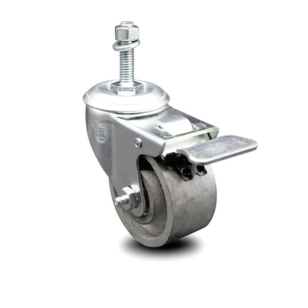 Service Caster 3 Inch Semi Steel Swivel 3/8 Inch Stem Caster with Total ...