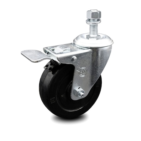 Service Caster 4 Inch Soft Rubber Wheel Swivel 1/2 Inch Stem Caster ...