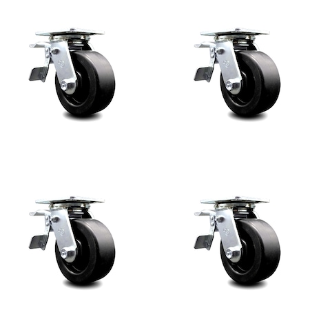 Service Caster 5 Inch Polyolefin Caster Set with Ball Bearings and ...