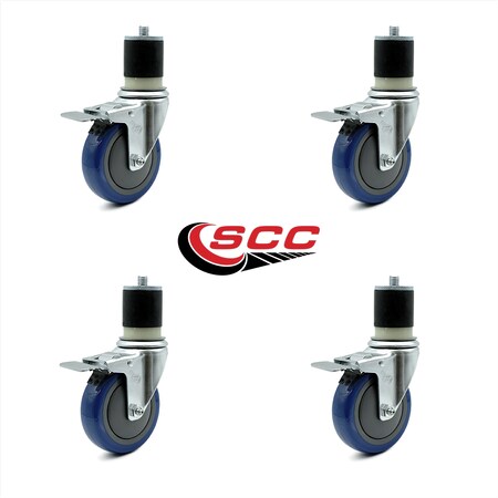 Service Caster 4 Inch Blue Polyurethane 1-7/8 Inch Expanding Stem ...
