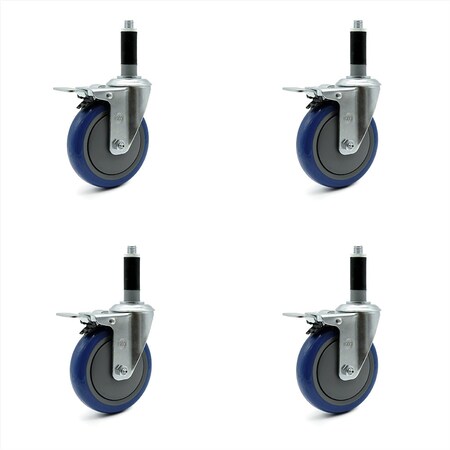 Service Caster 5 Inch Blue Polyurethane 7/8 Inch Expanding Stem Caster ...