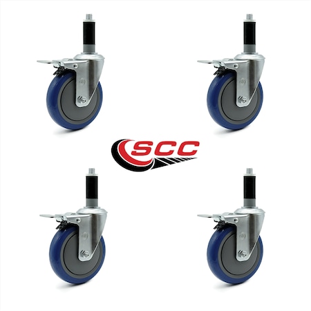 Service Caster 5 Inch Blue Polyurethane 1 Inch Expanding Stem Caster ...