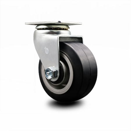 Service Caster 4 Inch Rubber on Aluminum Wheel Swivel Caster with Ball ...