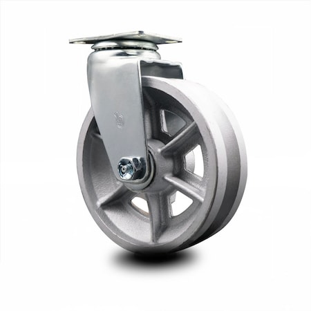 Service Caster 6 Inch V-Groove Semi Steel Cast Iron Wheel Swivel Caster ...