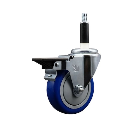 Service Caster 4'' Blue Poly Swivel 7/8'' Expanding Stem Caster with ...