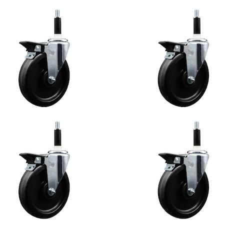 Service Caster 6'' Phenolic Swivel 7/8'' Expanding Stem Caster Set with ...