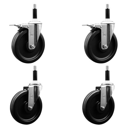 Service Caster 6'' Phenolic Swivel 7/8'' Expanding Stem Caster Set 2 ...