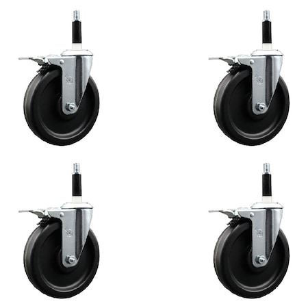 Service Caster 6'' Phenolic Swivel 7/8'' Expanding Stem Caster Set ...