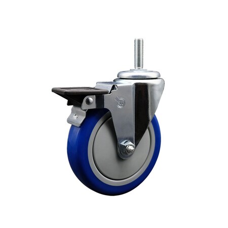 Service Caster 5 Inch Blue Polyurethane Wheel Swivel 58 Inch Threaded ...