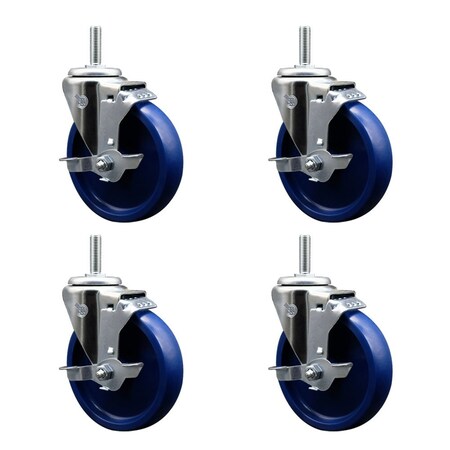 Service Caster 5 Inch Solid Polyurethane Wheel Swivel 58 Inch Threaded ...