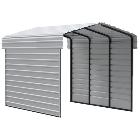 Arrow Storage Products Galvanized Steel Carport, W/ 2-Sided Enclosure ...