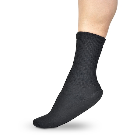 Silipos Diabetic Gel Crew Sock, Black, Size 9-11 1712 | Zoro