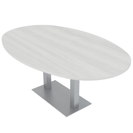 Skutchi Designs 6 Person Conference Table With Square Metal Base, Boval ...