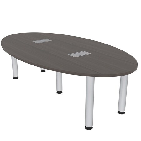 Skutchi Designs 7x4 Oval Shaped Room Table with Power And Data, Silver ...
