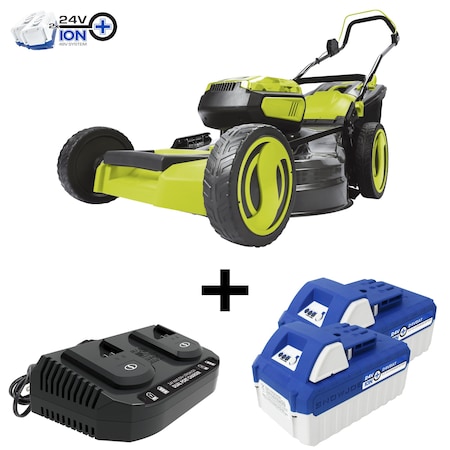 Snow Joe Sun Joe 48Volt iON Cordless Lawn Mower Kit 24V-X2-21LM | Zoro