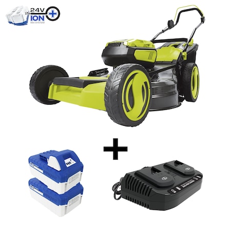 Sun Joe 24V iON+ 15" Cordless Push Reel Mower, Rear Bag - Core Tool ...