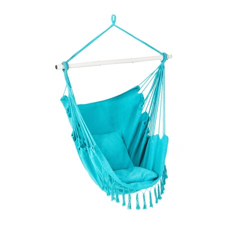 Snow Joe Bliss Hammocks Fringed Hammock Chair w Pillows, Side Pocket ...
