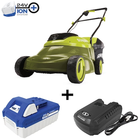 Snow Joe Sun Joe 24Volt iON Cordless Brushless Lawn Mower Kit MJ24C-14 ...