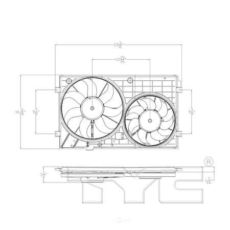 Tyc Dual Radiator and Condenser Fan Assembly, 621490 621490 | Zoro