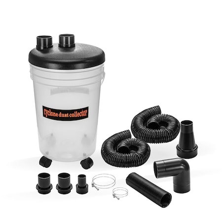 Powertec Cyclone Dust Collector and Separator Kit w/Clear 6 Gallon Dust ...